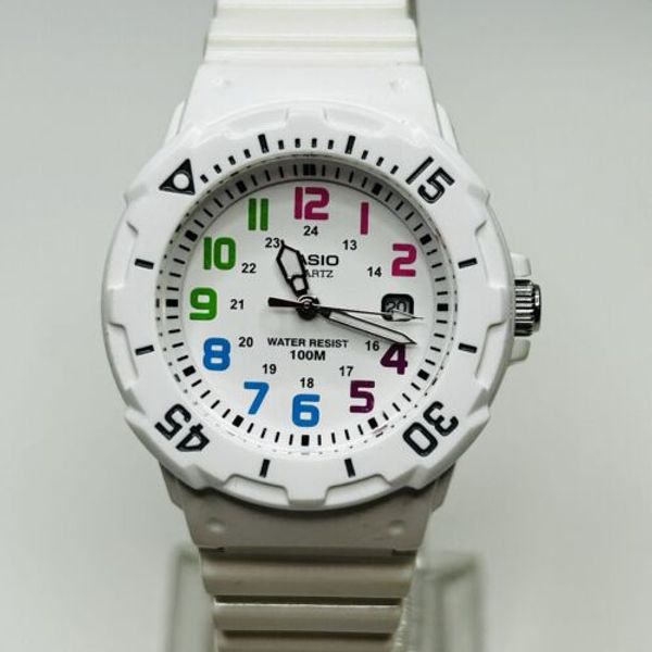 Casio Watch Women 31mm Quartz White Band Multicolor Easy Read Day New ...