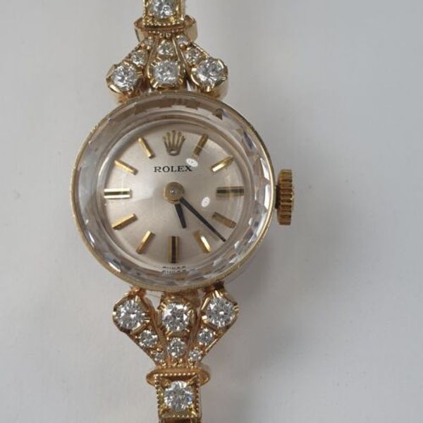 LADY VINTAGE ROLEX WATCH 14K GOLD MANUAL WIND WITH DIAMONDS REF. 3546 ...