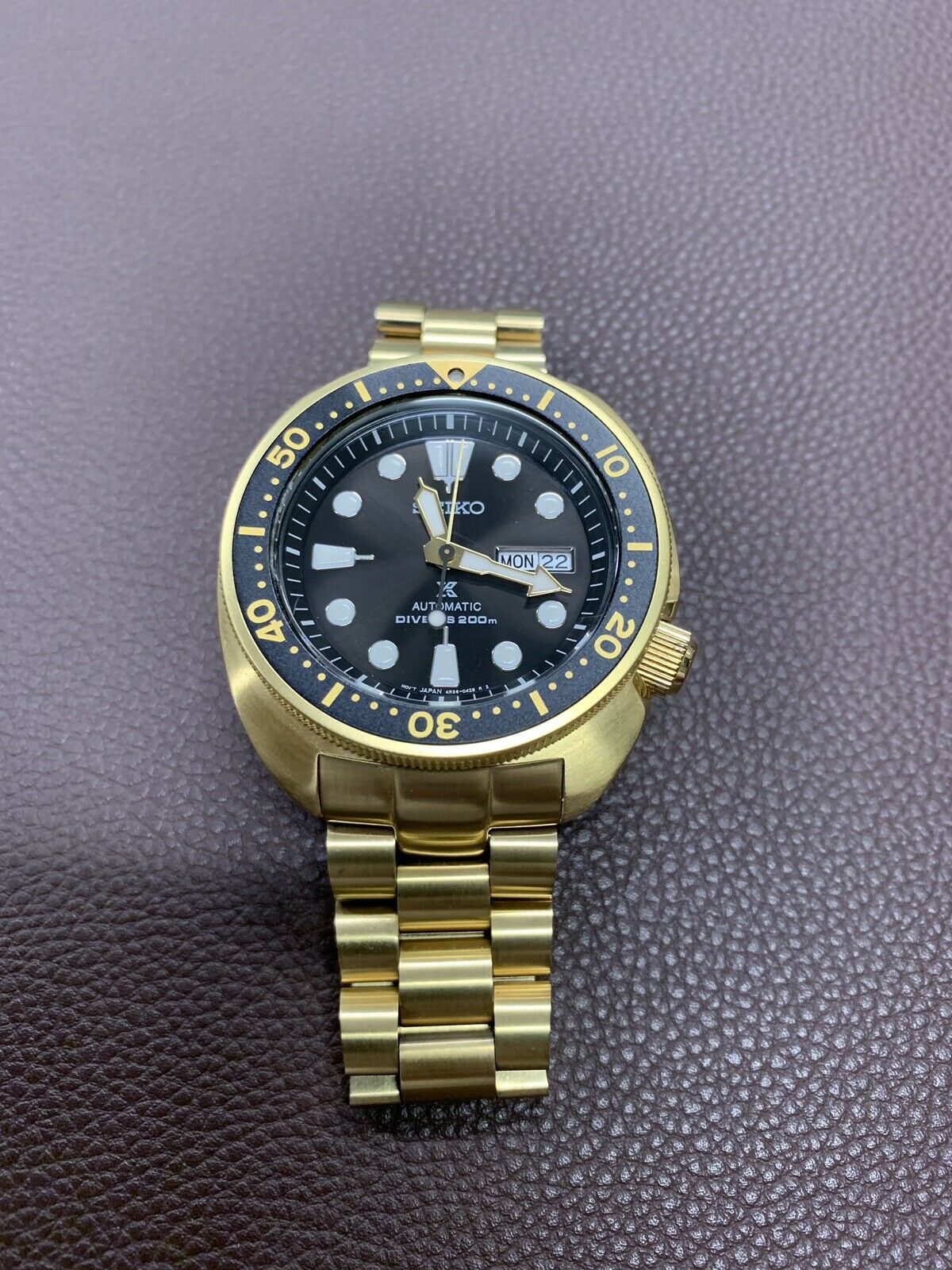 Seiko SRPC44 Gold Turtle + Strapcode Endmill Bracelet & Atlas Bezel ...