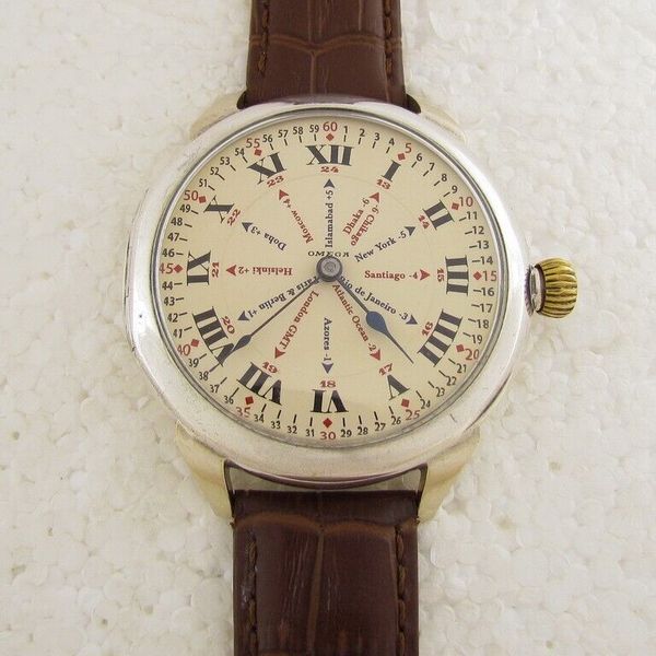 Omega World Time Antique 1902-1908 Swiss Beautiful Art Deco Silver Men ...
