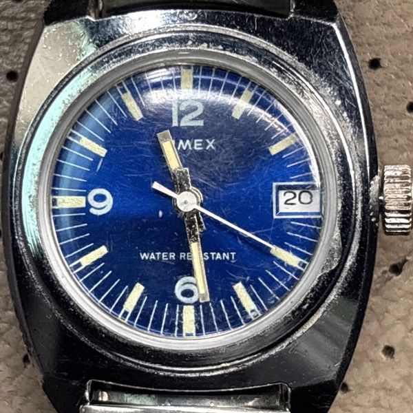 Timex Sprite Watch 1975 Blue Dial Mens Vintage Mechanical Handwind ...