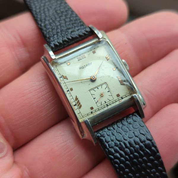 Vintage 1940s Mens Rotary Tank Watch, Working, Stainex Steel Case (BY4 ...