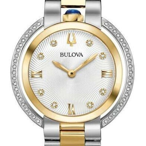 NEW LADIES BULOVA RUBAIYAT 98R246 TWO TONE YELLOW AND STEEL DIAMOND BEZEL SILVER | WatchCharts ...