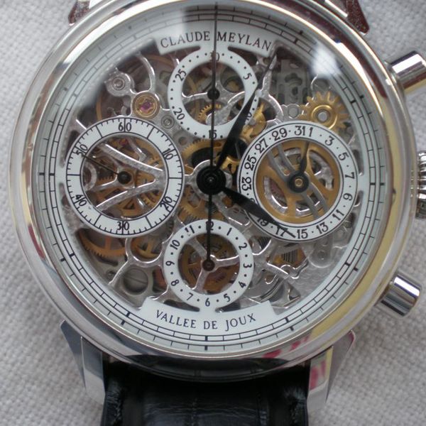 18ct WHITE GOLD CLAUDE MEYLAN AUTOMATIC CHRONOGRAPH SKELETON | WatchCharts