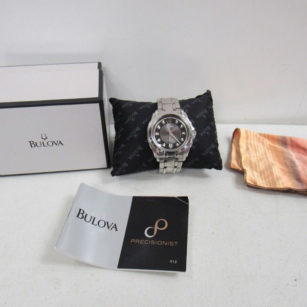 Mens Bulova Precisionist C877654 Stainless Steel Diamond Face Watch w ...