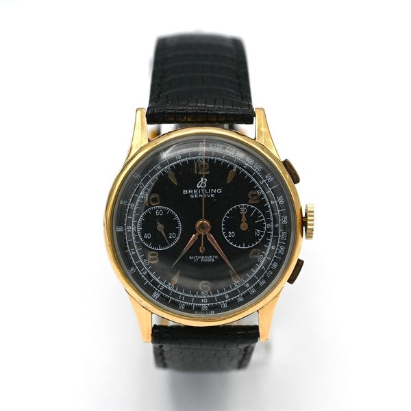 VINTAGE BREITLING DUAL REGISTER CHRONOGRAPH MANUAL WRISTWATCH 18K ...