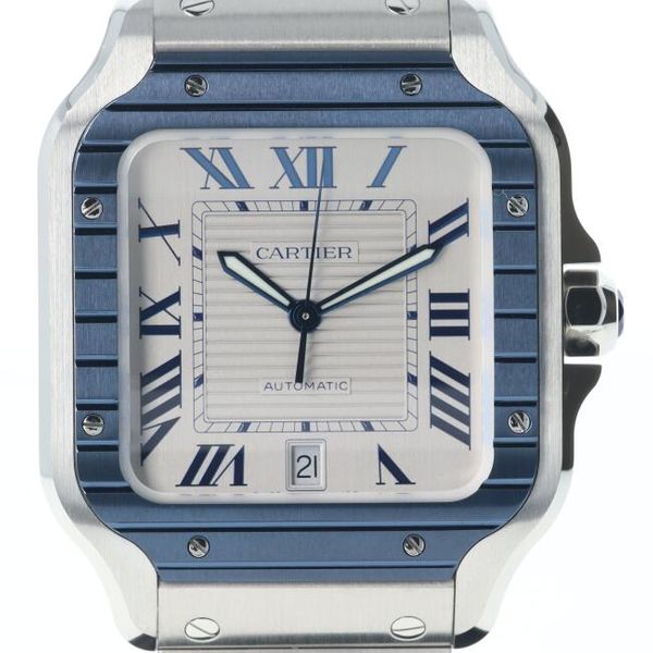 Cartier [Cartier] WSSA0047 Santos de Cartier silver dial date blue navy ...