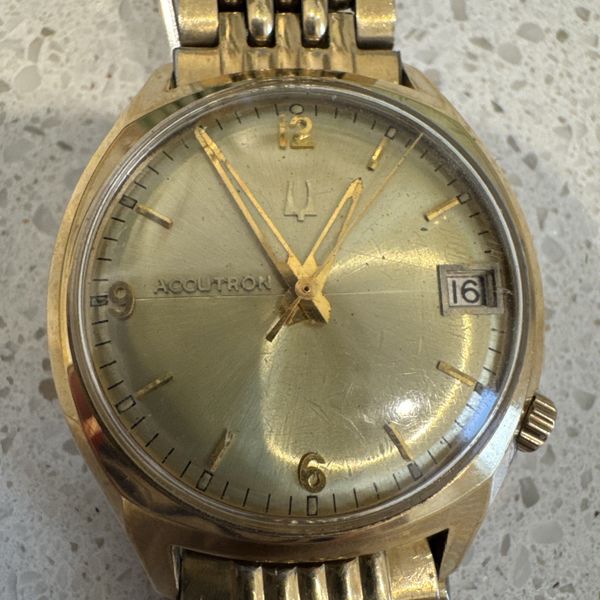1967 BULOVA MENS WATCH 14K. GOLD FILLED M7 C06086 ACCUTRON Waterproof ...