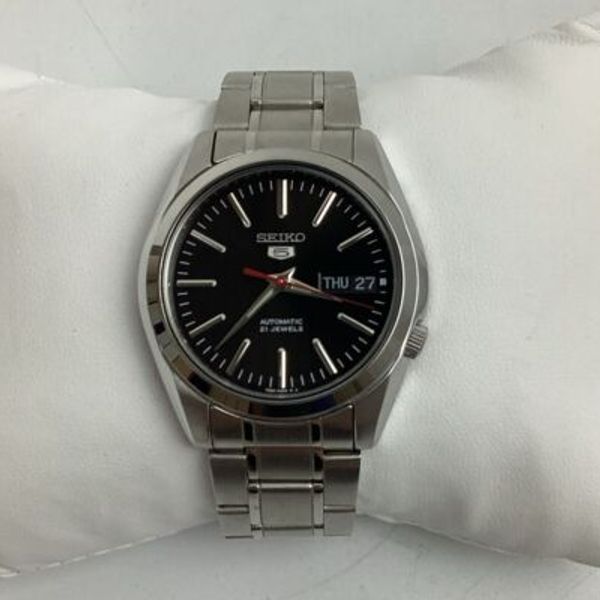 SEIKO 5 SNKL45 Men's Automatic Day-Date Black Dial Stainless Steel ...
