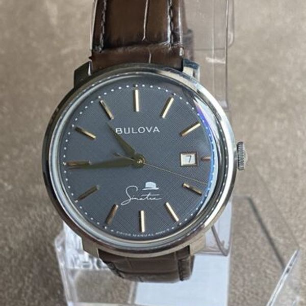 Bulova 96B345 Frank Sinatra Leather Band Automatic Swiss Movement Watch ...