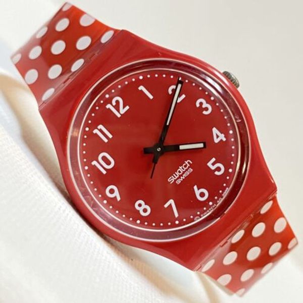 Swatch Berry Dots Red White Polka Dot Women's Gents 34mm Watch 2009 ...