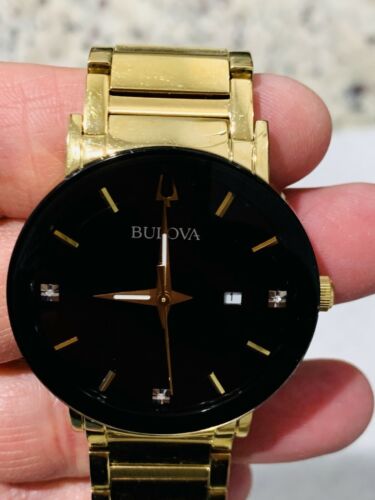 Bulova Men's Modern GOLD Tone Diamond Stainless Steel Watch - 97D116 ...