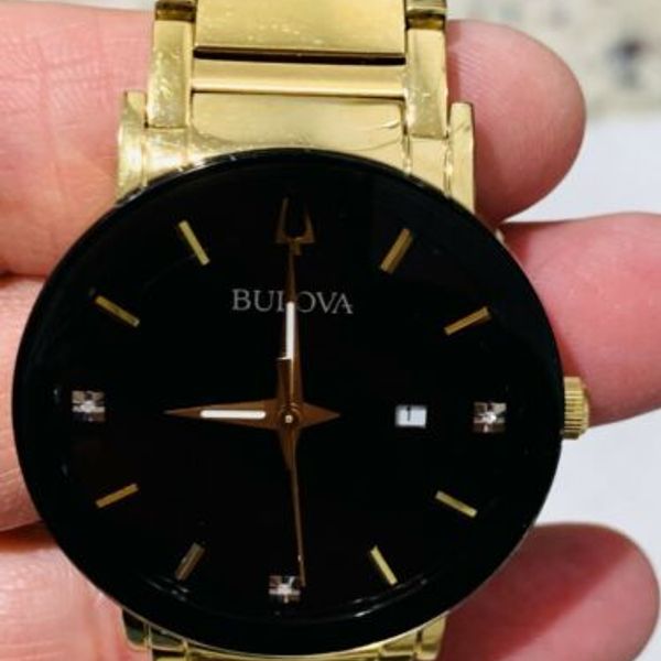 Bulova Men's Modern GOLD Tone Diamond Stainless Steel Watch - 97D116 ...