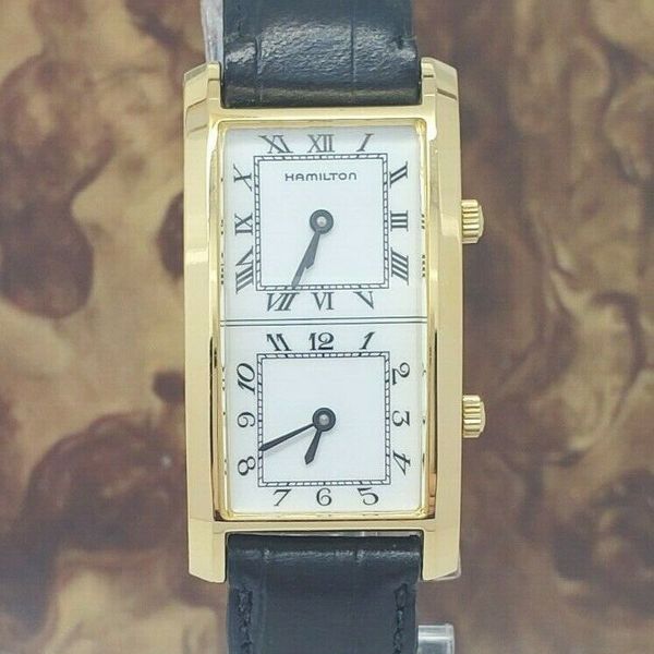 Hamilton American Traveler 6274 Dual Time Zone Watch Yellow Gold H#92412 $899 | WatchCharts ...
