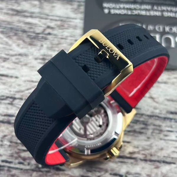 New Bulova Marine Star 98A272 Men's Automatic Watch Black Dial Red ...