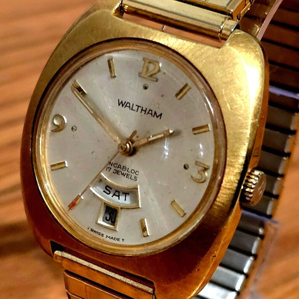 Gorgeous Waltham Incabloc Gold-plated case and bracelet Men Watch Vintage Swiss | WatchCharts ...