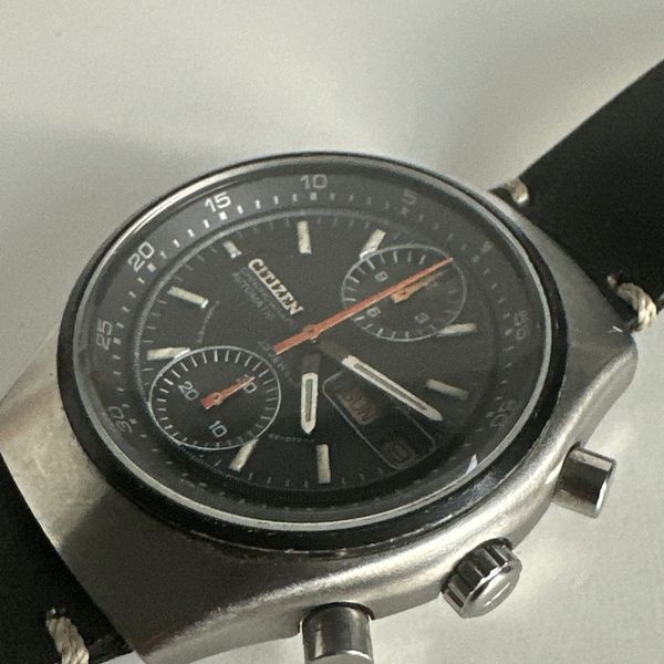 VINTAGE 1970s CITIZEN 67-9119 ORANGE FLYBACK SPIDER CHRONOGRAPH MENS ...