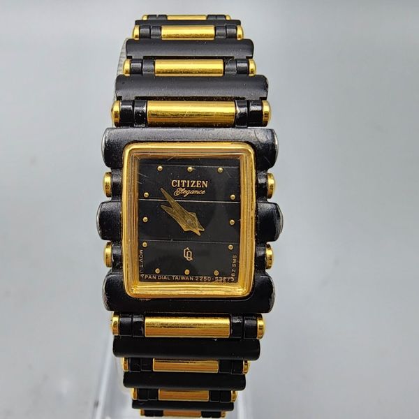 Citizen Elegance Watch Women Black Gold Tone 17mm Square 2250-899041 ...
