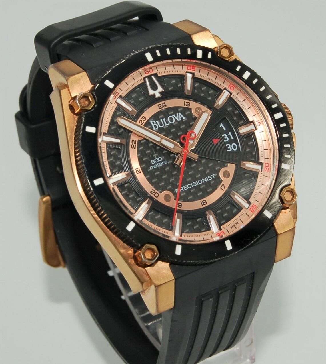 Bulova Precisionist 300m 98B152 Champlain Rose Gold Mens Watch ...