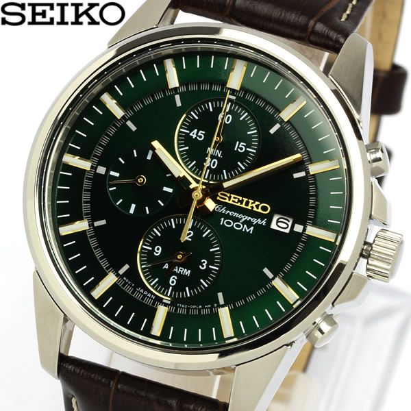 Seiko SEIKO Watch Chronograph Men's Green Dial Overseas Model SNAF09P1 ...