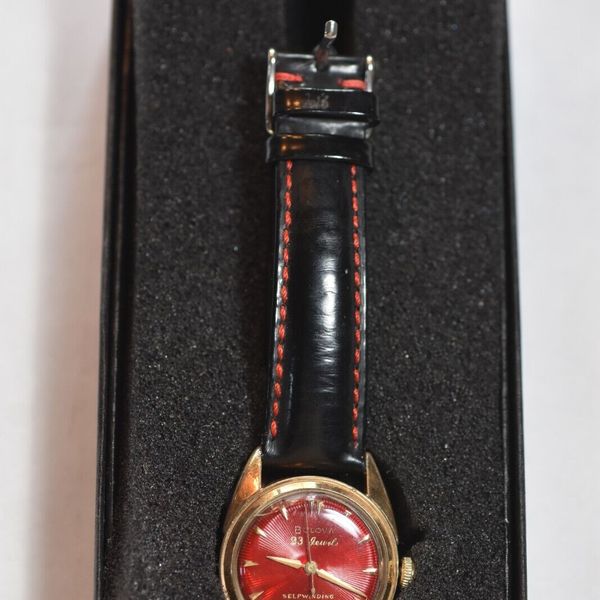 Bulova Red Dial Self Winding 23 Jewel Men's Wrist Watch | WatchCharts ...
