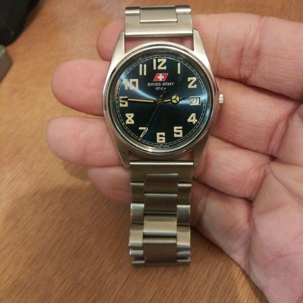 Vintage Swiss Army DHC+ Military Starburst Blue Dial Mens Stainless ...