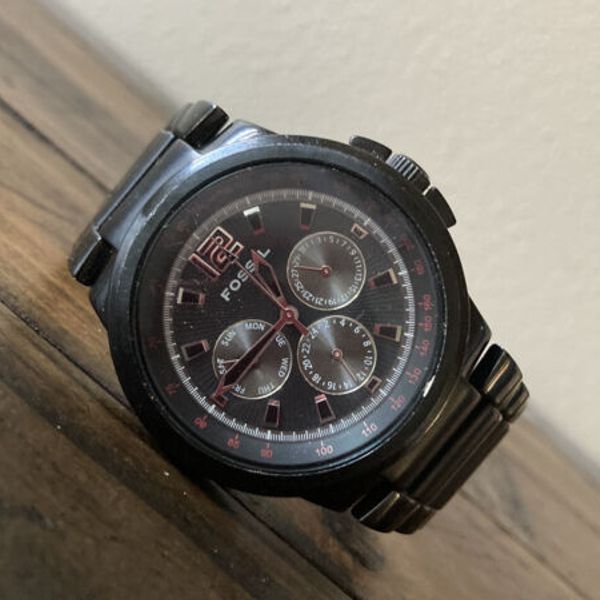 Fossil FS-4123 Arkitekt Chronograph Black Fail Analog Quartz SS ...