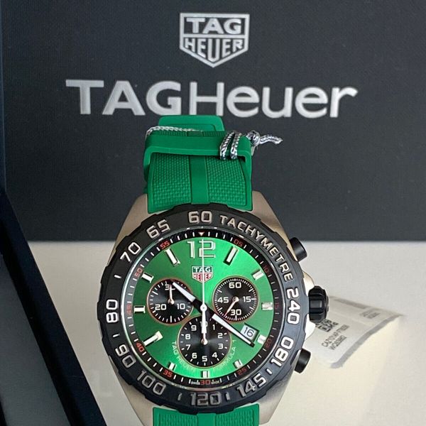 Tag Heuer 43mm Formula 1 Green Chronograph Quartz Men's Watch CAZ101AP ...
