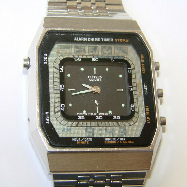 Citizen 4-082028 Time Track Ana-Digi Alarm Chrono cal. 8940 rare 1981 ...