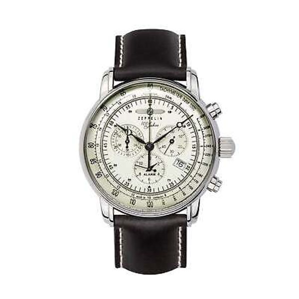 Zeppelin 8680-3 100 Years Silver Tone Dial Chronograph Wristwatch ...