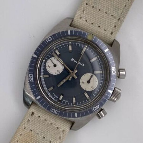 bulova deep sea 666 devil diver chronograph ref. 31001 blue solo dial ...