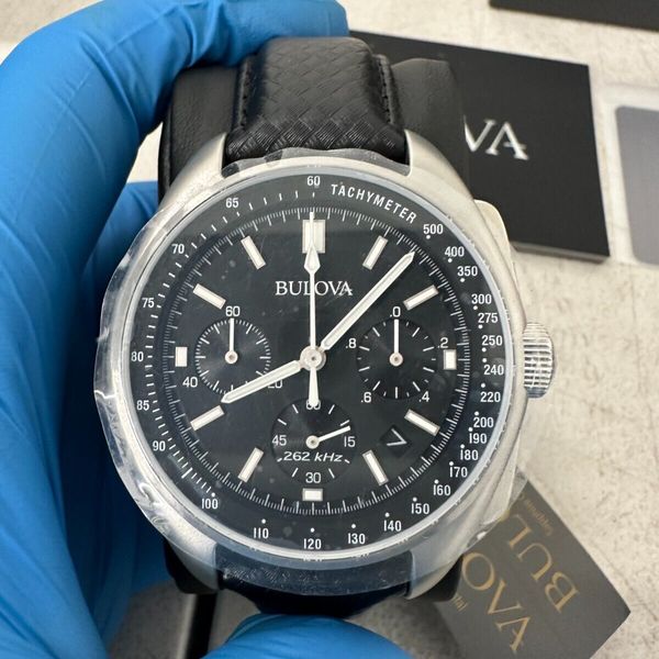 Bulova Moon Apollo Lunar Pilot Chronograph Black Dial Quartz Men's ...