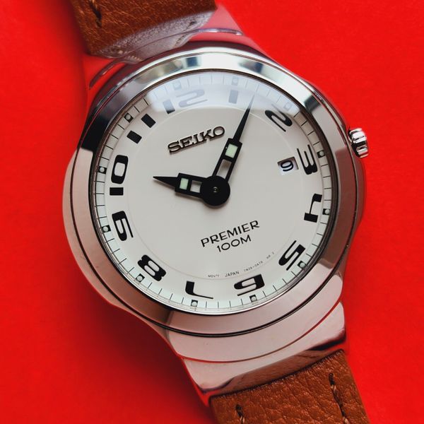 Seiko Premier watch Amazing white dial and stainless steel case 7N39 ...