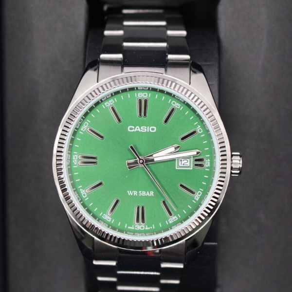 CASIO Collection MTP-1302D-3AJF Green x Silver Mens Watch Dark Dial Analog Gift | WatchCharts ...