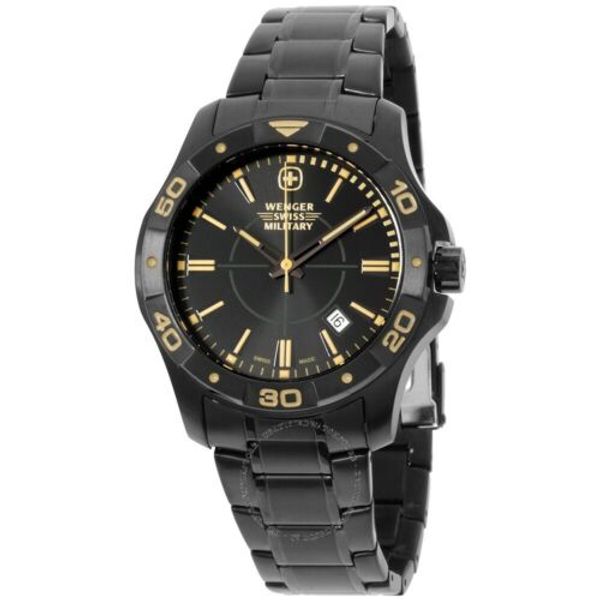 Wenger Swiss Stainless Steel Black Dial Military Men's Watch 79150 ...