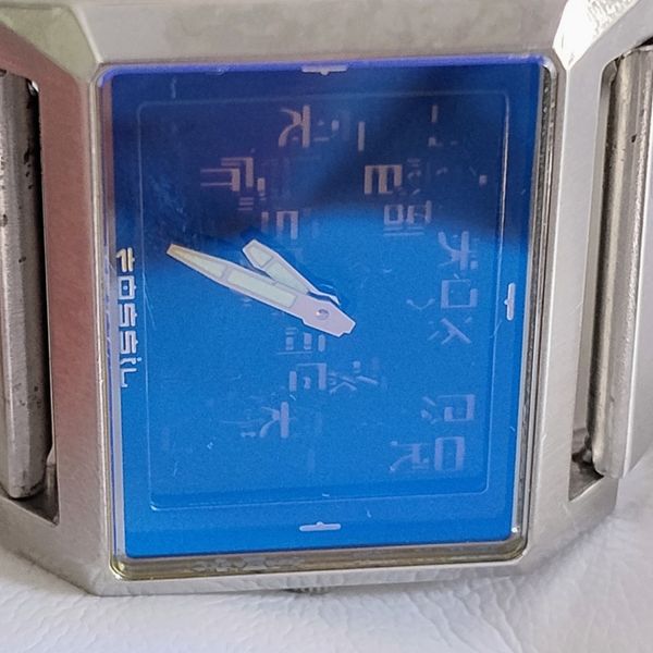 Rare Fossil Big Tic Blue Falling Matrix JR-8539 Mens Watch Working | WatchCharts Marketplace
