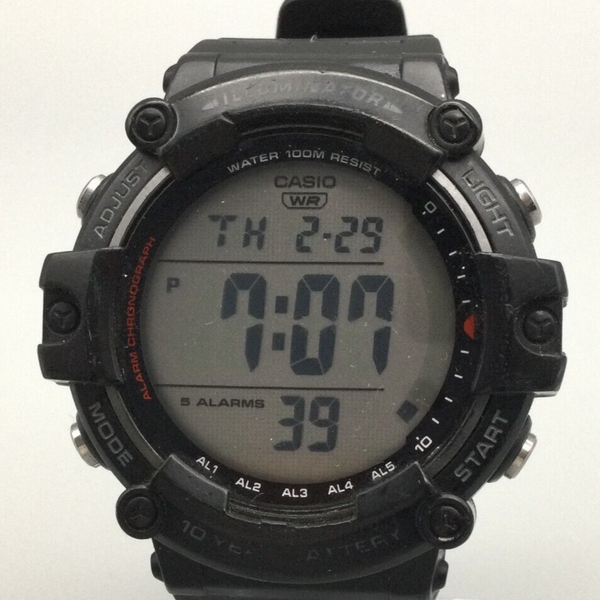 Casio Illuminator Digital Watch Men 50mm Round Black 3502 AE-1500WH New ...