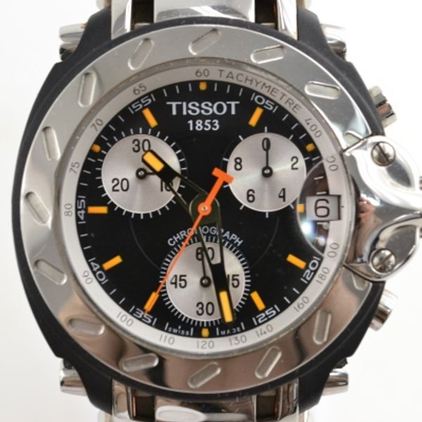 [Used] TISSOT Quartz Watch Analog T472 Chronograph Black x Silver x ...