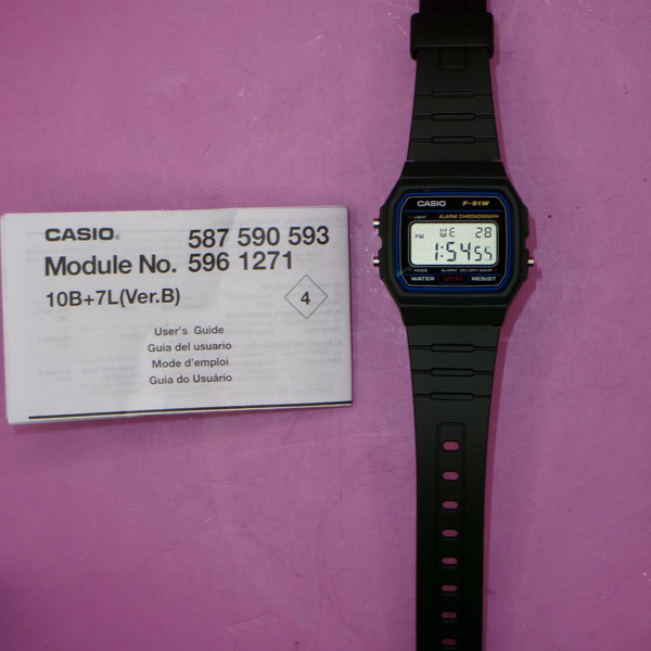 Casio F91W-1, 7 Year Battery Chronograph Watch, Black Resin Strap ...