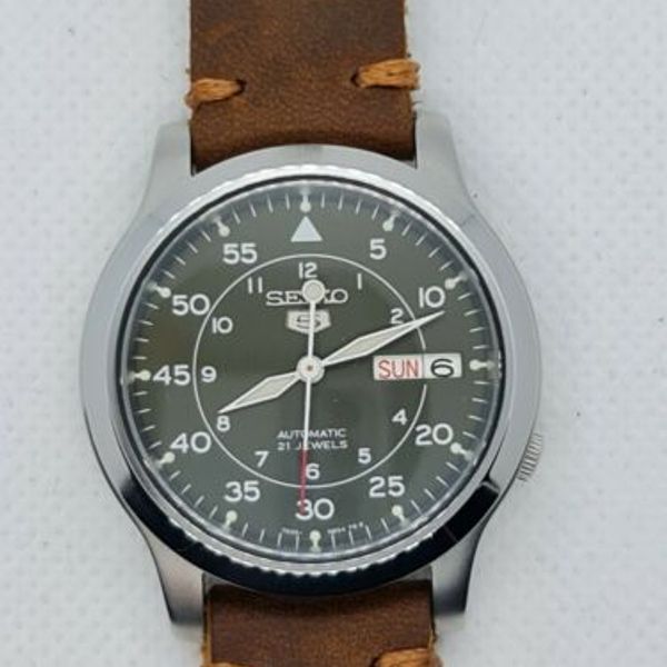 Seiko 5 SNK805 Green Dial Automatic Field Watch Upgraded Sapphire ...