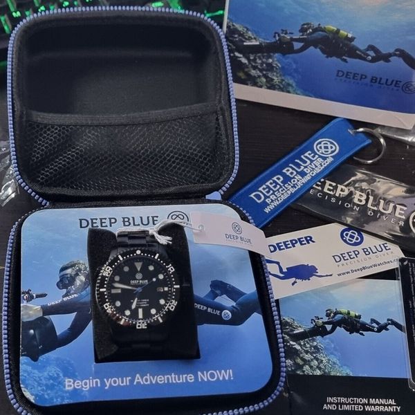 DEEP BLUE MASTER 1000 II 44MM AUTOMATIC DIVER CERAMIC BEZEL-Black DIAL ...