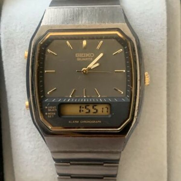 Men's Seiko H601-5479 Gray Ana-Digi Alarm Chronograph Watch New Battery | WatchCharts Marketplace