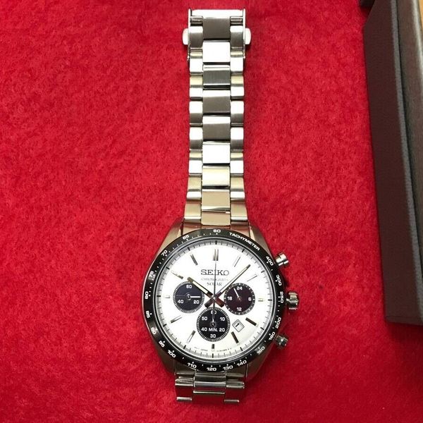 MINT SEIKO SELECTION SBPY165 White Panda Solar Chronograph Watch Fast ...