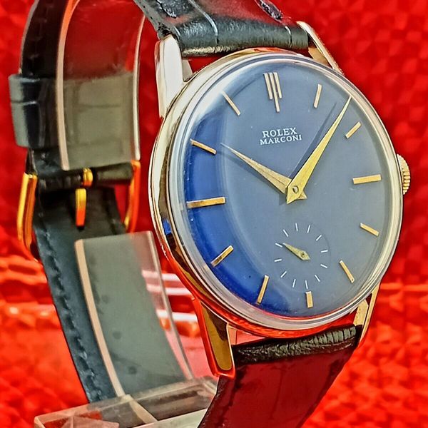 VINTAGE ROLEX MARCONI HAND WINDING BLUE 1950 WRISTWATCH ...