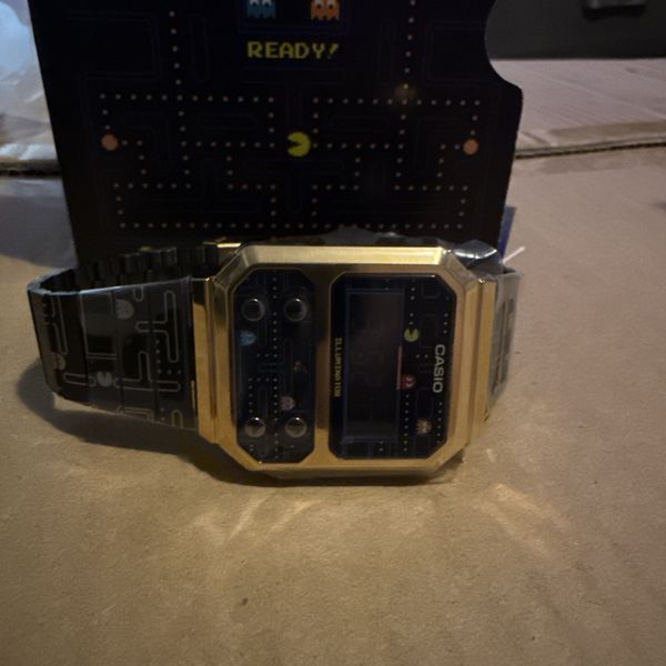 Casio Vintage A100WEPC PAC-MAN Digital Black/Gold Watch A100WEPC-1B ...