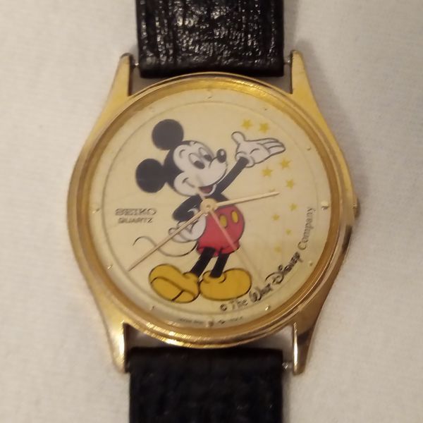 Vintage Mens Seiko 1980s Walt Disney Co. Mickey Mouse Watch Gold ...