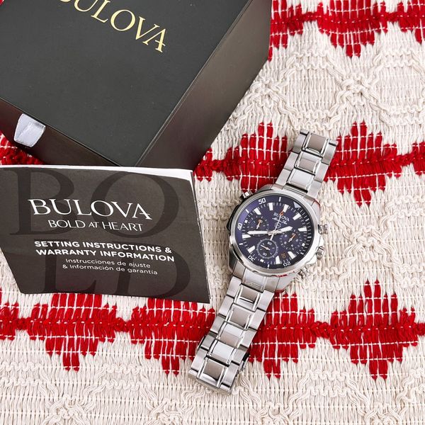 Classic Bulova Marine Star 96B256 Blue Dial 43mm Chronograph Quartz Men ...