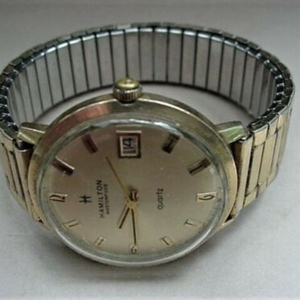 Vintage 10K Gold Filled Hamilton Quartz Masterpiece Mens Mans Wrist ...