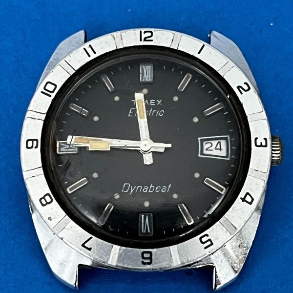 Vintage 1970s TIMEX Electric DYNABEAT Menâ s Watch black 4 parts ...