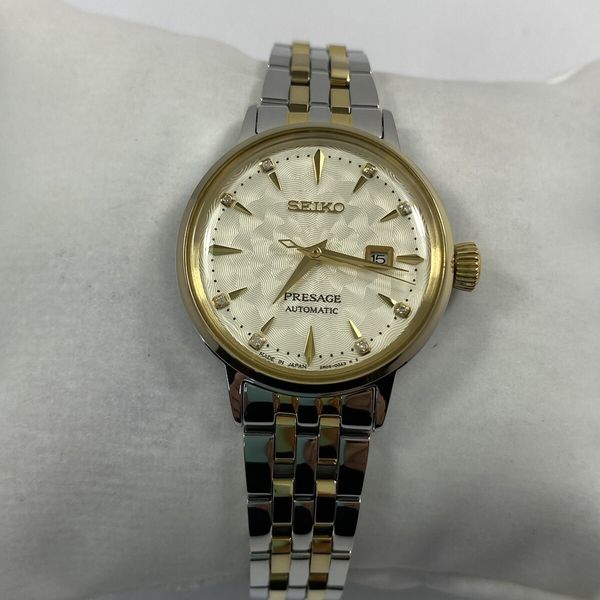 Seiko Presage Cocktail Time Diamonds Automatic Two Tone Ladies Watch ...